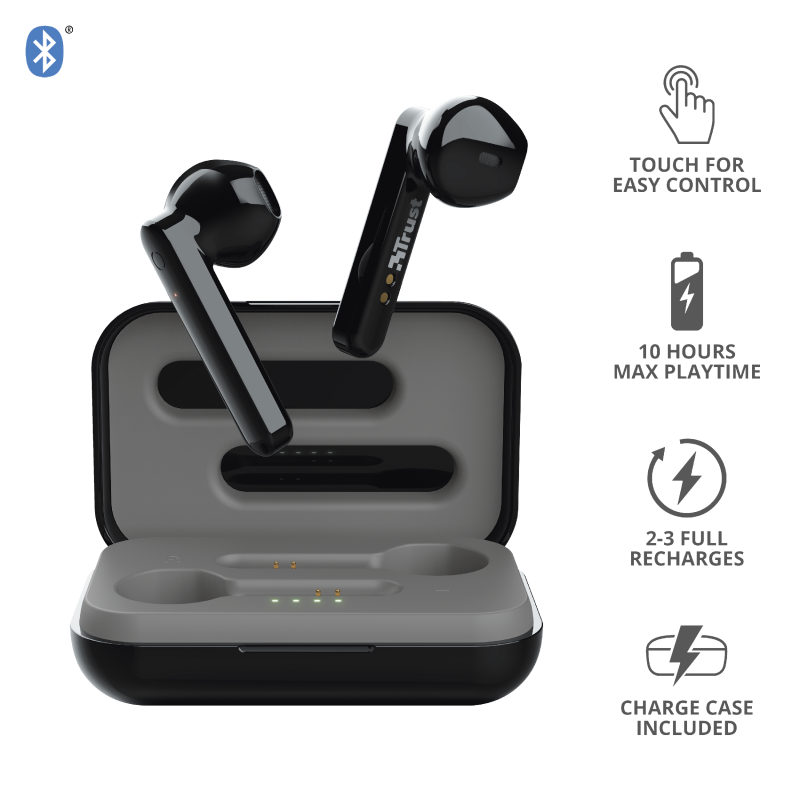 Primo Touch Bluetooth Wireless Earphones – black – Introvus Solutions